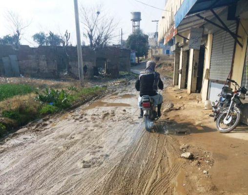 Gujar Khan; Rich area of Bewal where public are made to walk and drive ...